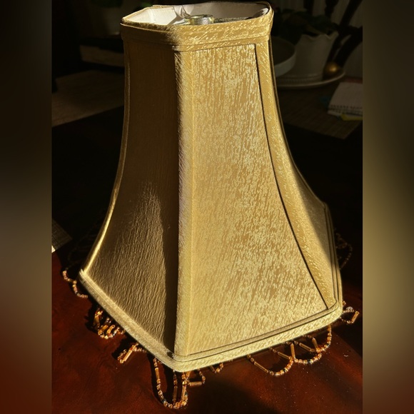 None | Accents | Gold Fabric Bead Trim Lamp Shade | Poshmark